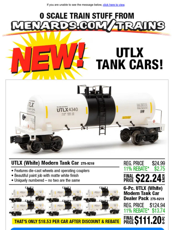 Menards: New! UTLX Tank Cars! | Milled