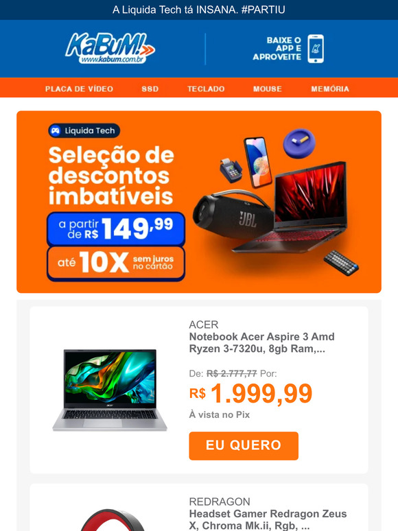 Kabum: TUDO a partir de R$ 149,99 😱 Só no KaBuM! | Milled