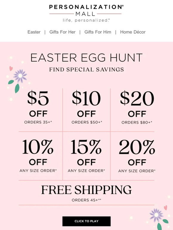 Personalization Mall: 🐰 Easter Egg Hunt! Find Special Savings | Milled
