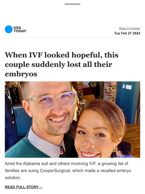 USA TODAY: Top Stories: IVF gave this couple hope. Then, all their ...