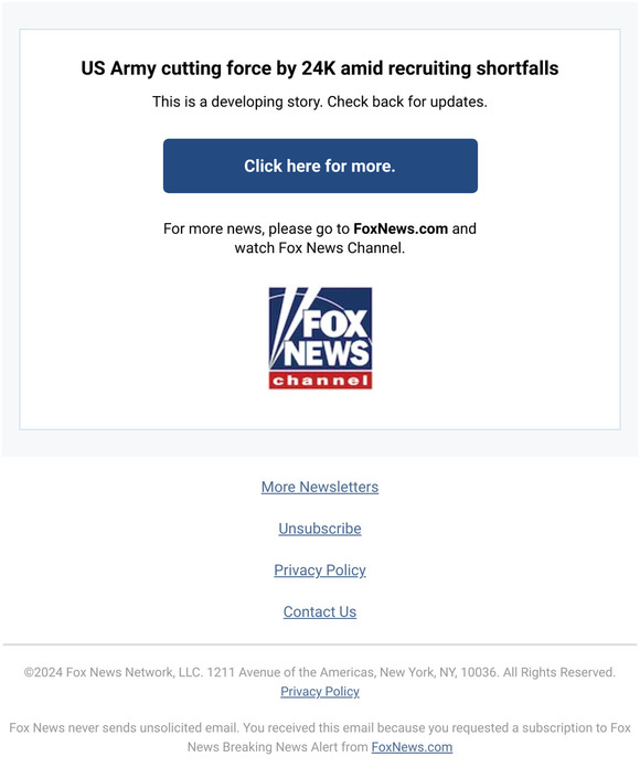 Fox News: US Army cutting force by 24K amid recruiting shortfalls | Milled