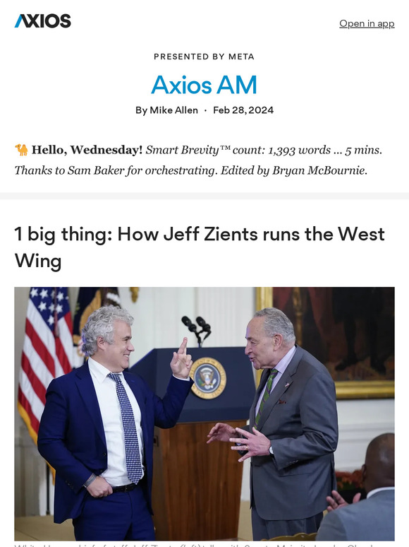 Axios: 🔍 Axios AM: West Wing intrigue | Milled