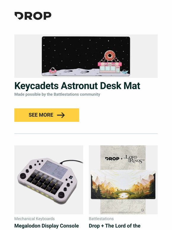 Drop: Keycadets Astronut Desk Mat, Megalodon Display Console Pad, Drop ...