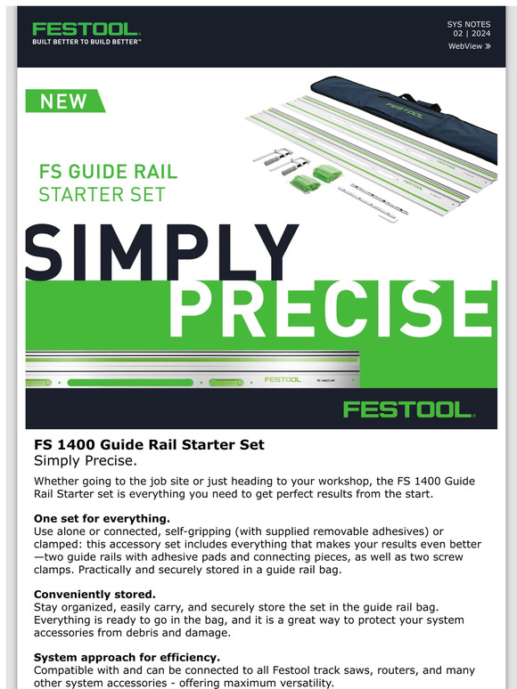 Festool: New Festool FS Guide Rail Set - Simply Precise. | Milled