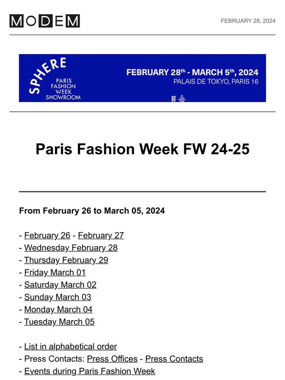 Modem Online: Paris W's Fashion Week, Sphere PFW & spotlight on Elisa ...