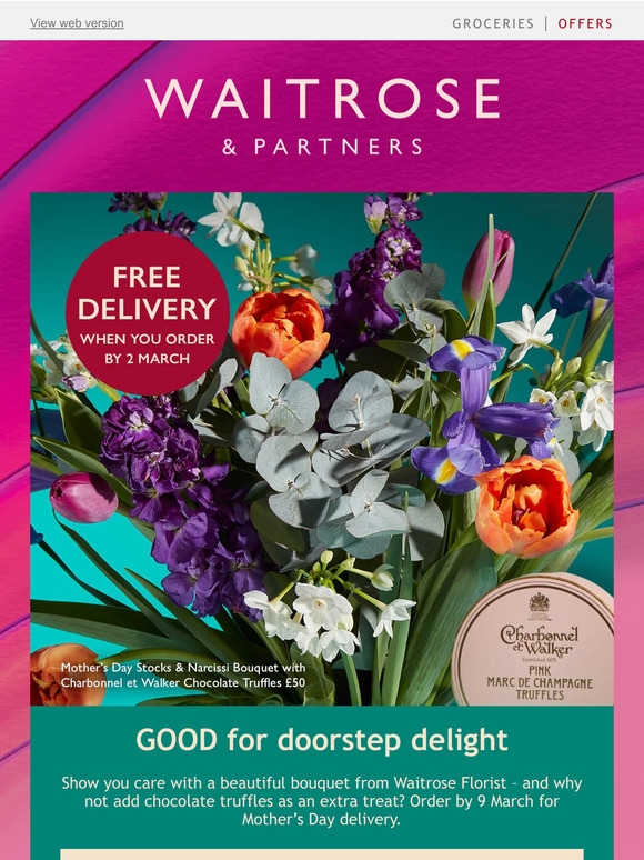 Waitrose: Make Mum's day with flowers, lunch and gifts 💐🎁 | Milled