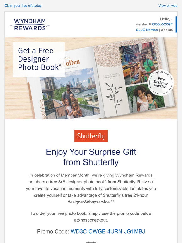 Wyndham: Free Gift Alert: Your 8x8 Photo Book from Shutterfly | Milled
