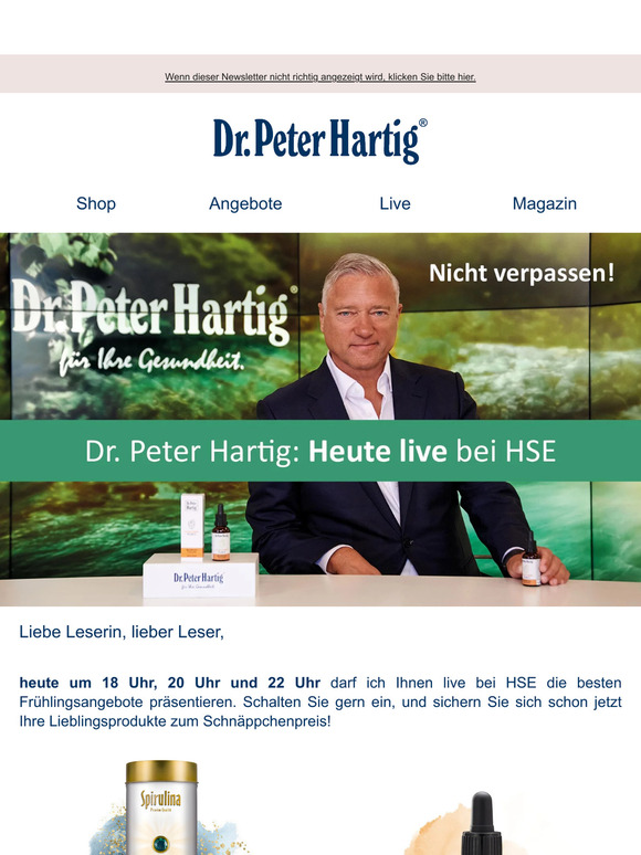 Dr. Peter Hartig: Aufgepasst: heute live bei HSE | Milled