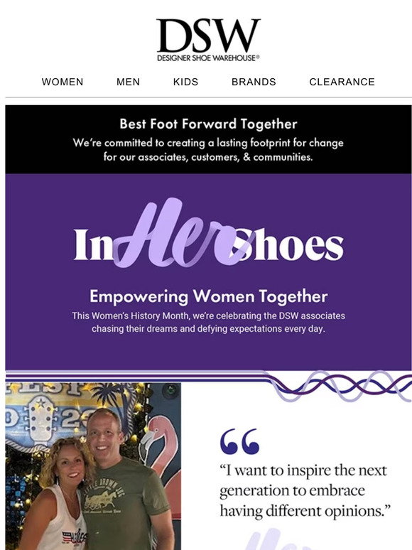 DSW: Celebrating Women’s History Month at DSW 💜🤍💜🤍 | Milled