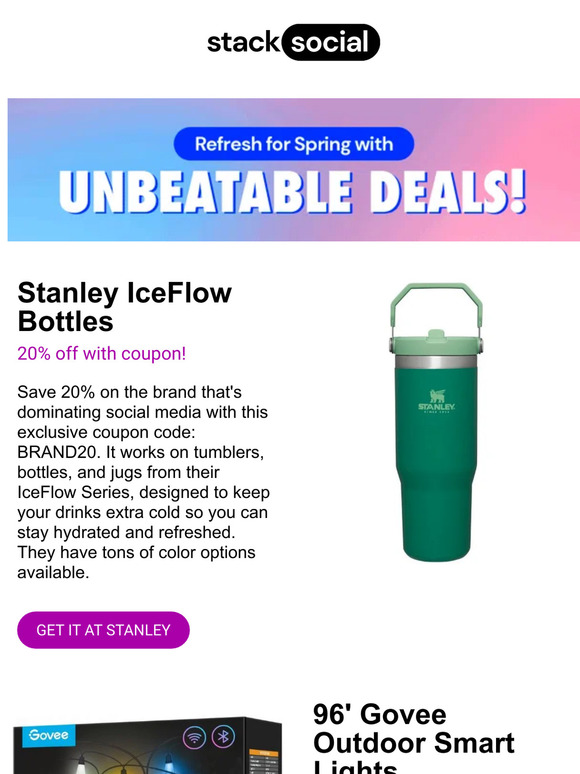StackSocial: Spring Savings! $65 Outdoor Smart Lights, 20% Off Stanley ...