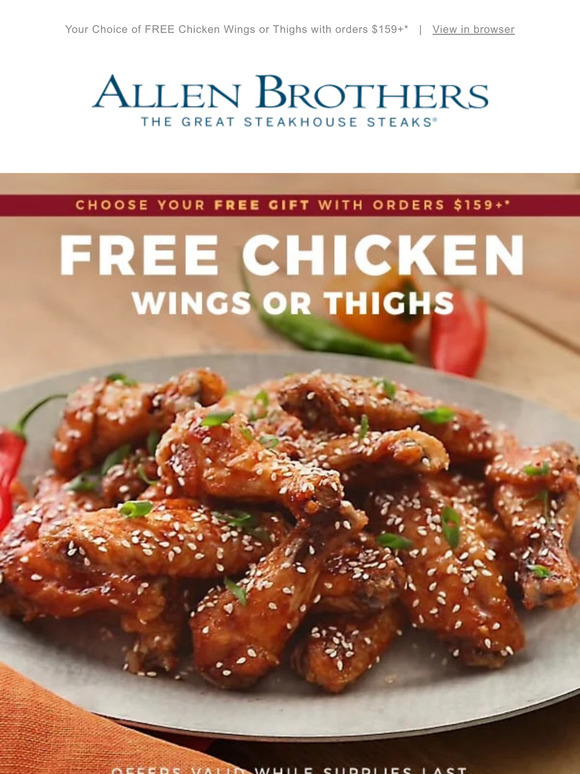 Allen Brothers: FREE Chicken Wings or Thighs! Choose Your Bonus Gift ...