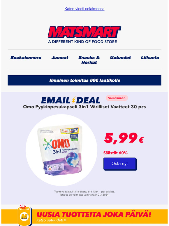 Matsmart: 🧦Omo Pyykinpesukapseli 3in1 Värilliset Vaatteet - 5,99 ...