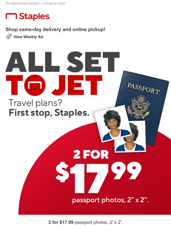Staples ️ Get Ready For Takeoff 2 For 1799 Passport Photos Milled 3113