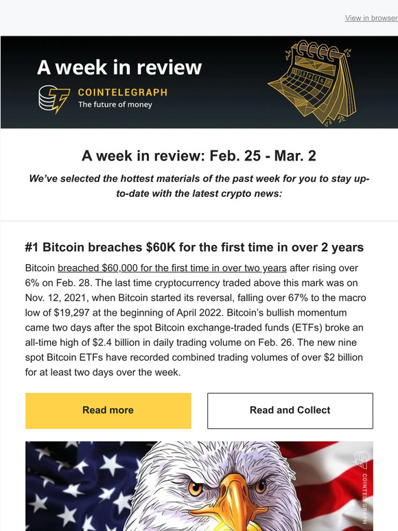 CoinTelegraph: A Week in Review: Bitcoin breaks $60K, US gov’t moves ...