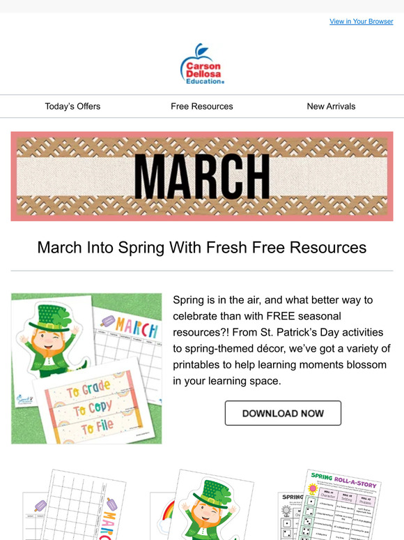 Carson-Dellosa Education: You’re In Luck! 🍀 Free Spring Resources Just ...