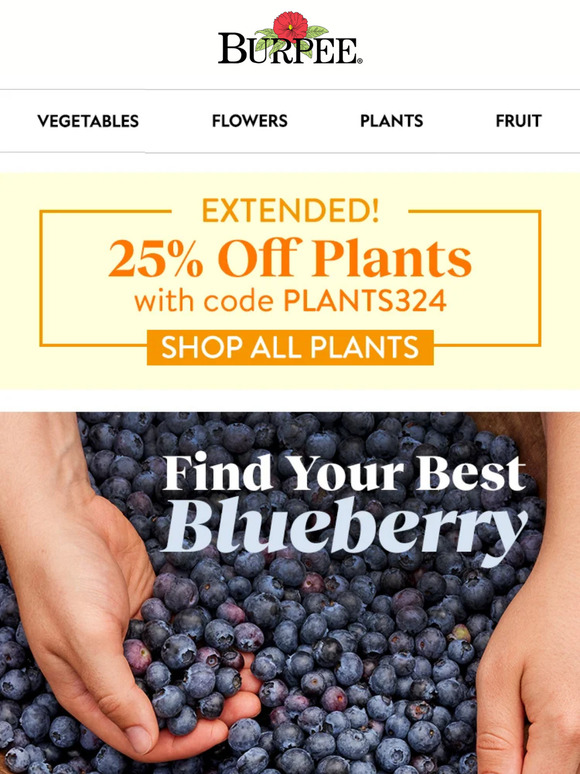 Burpee: Extended! 25% off plants for one more day | Milled