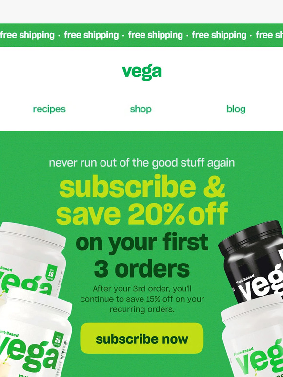 Vega: Introducing our Subscribe & Save program | Milled