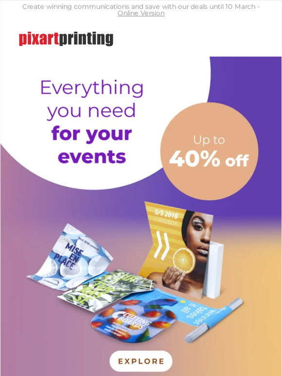 Pixartprinting: Up to 40% off the best products for your events: the ...