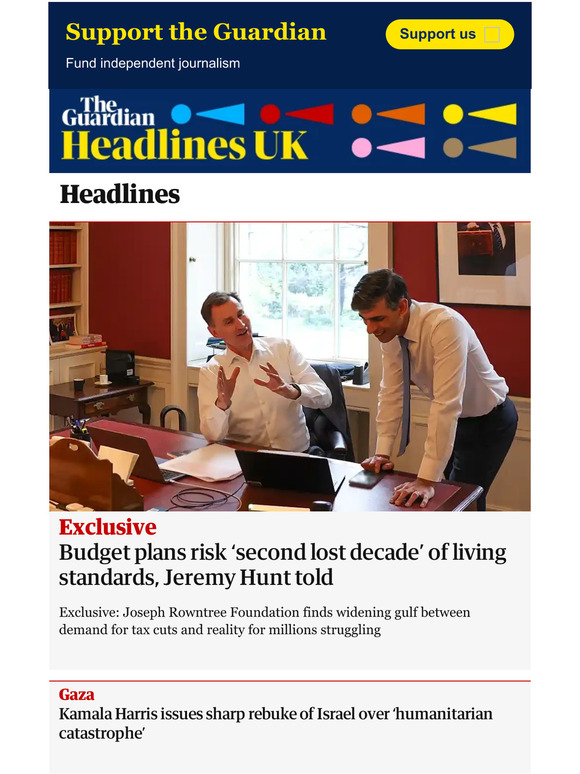 The Guardian: The Guardian Headlines: Budget plans risk ‘second lost ...