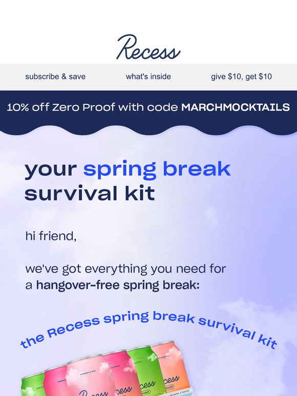 Recess: spring break survival kit | Milled