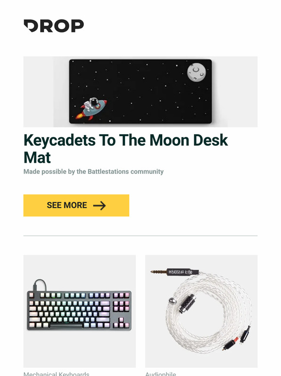 Drop: Keycadets To The Moon Desk Mat, Artifact Bloom Series Keycap Set ...