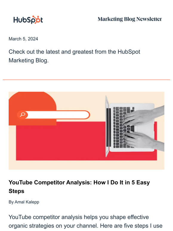 HubSpot: YouTube Competitor Analysis: How I Do It in 5 Easy Steps | Milled