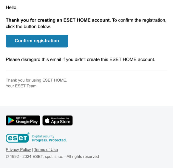 ESET: Account confirmation | Milled