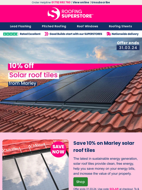 Roofing Superstore: Save 10% on Marley solar roof tiles! 🌞 | Milled