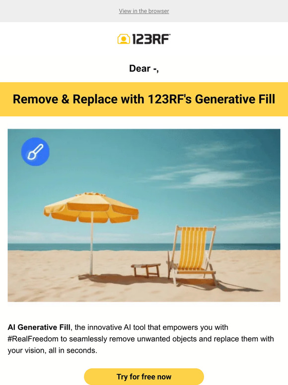 123RF LLC: Remove & Replace with 123RF's Generative Fill. | Milled