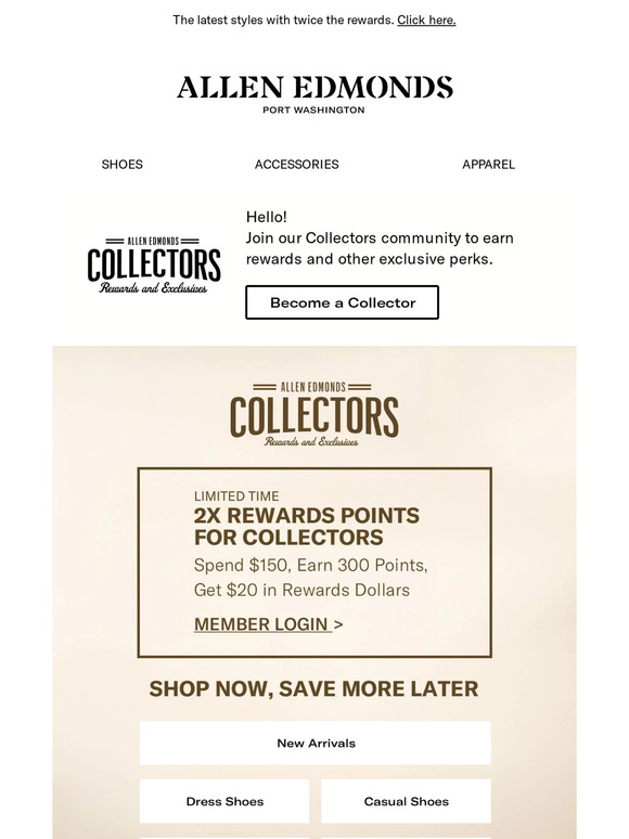 Allen Edmonds: It’s here: Spring 2024 and 2X Rewards Points | Milled