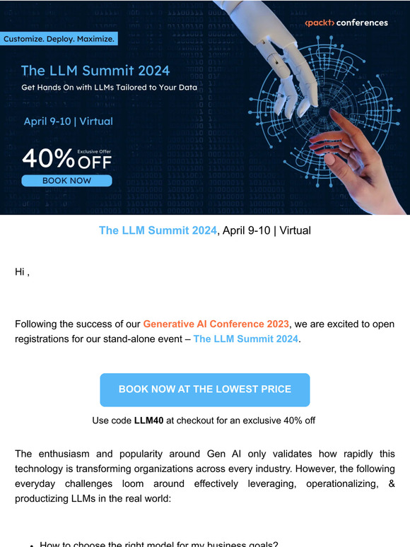 Packt: [The LLM Summit 2024] Special invitation! | Milled
