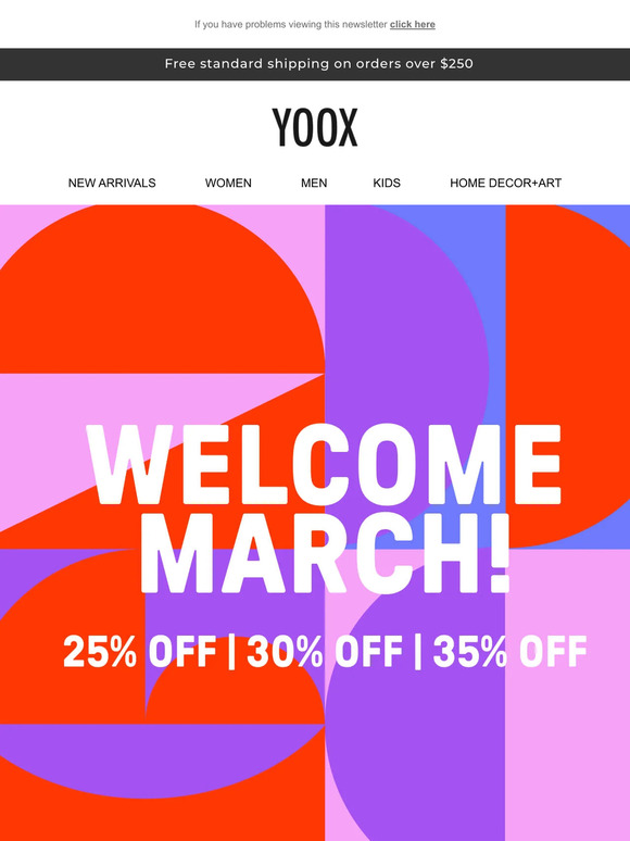 YOOX: Welcome March with 25%, 30% & 35% OFF >> | Milled