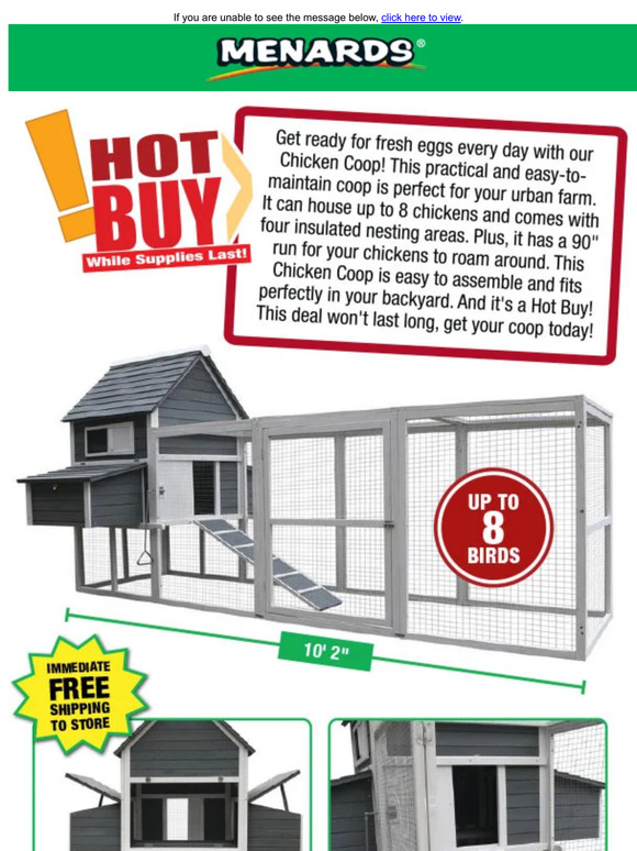 Menards: Chicken Coop ONLY $249 After Rebate*! | Milled