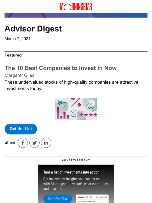 Morningstar: 10 Best Companies to Invest in Now | Milled