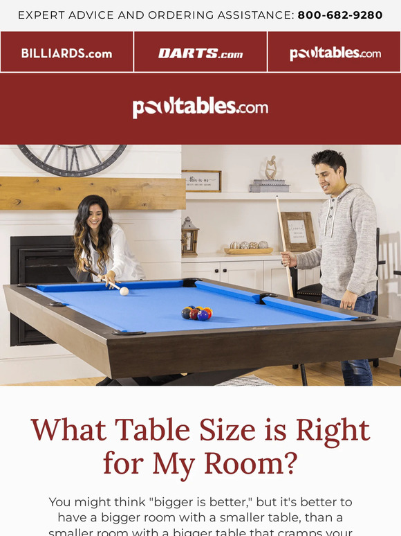 PoolTables: Pool Table Size Guide 👉 | Milled