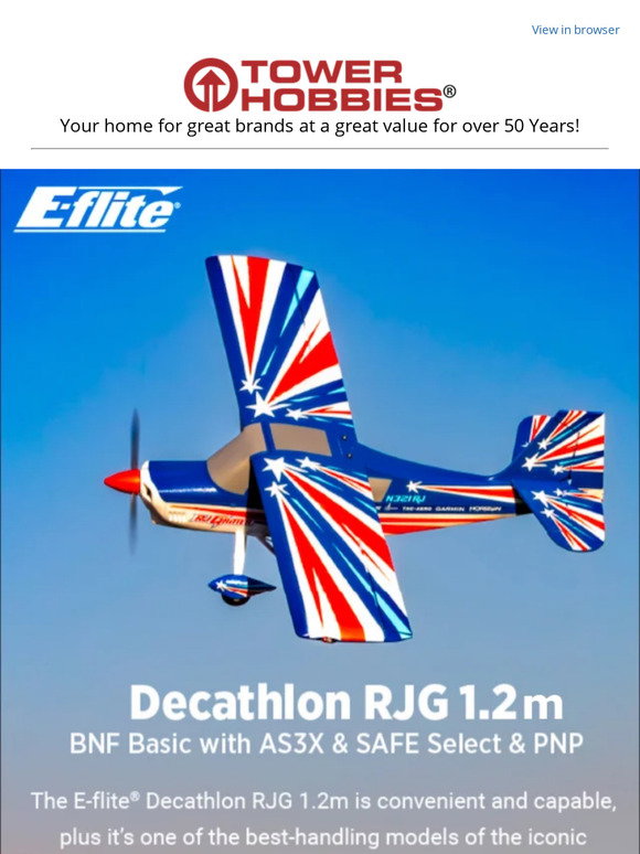 Tower Hobbies: Check Out The New E-flite Decathlon RJG 1.2m BNF Basic ...