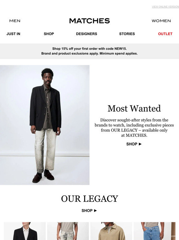 Matches Fashion: Exclusive styles from OUR LEGACY | Milled