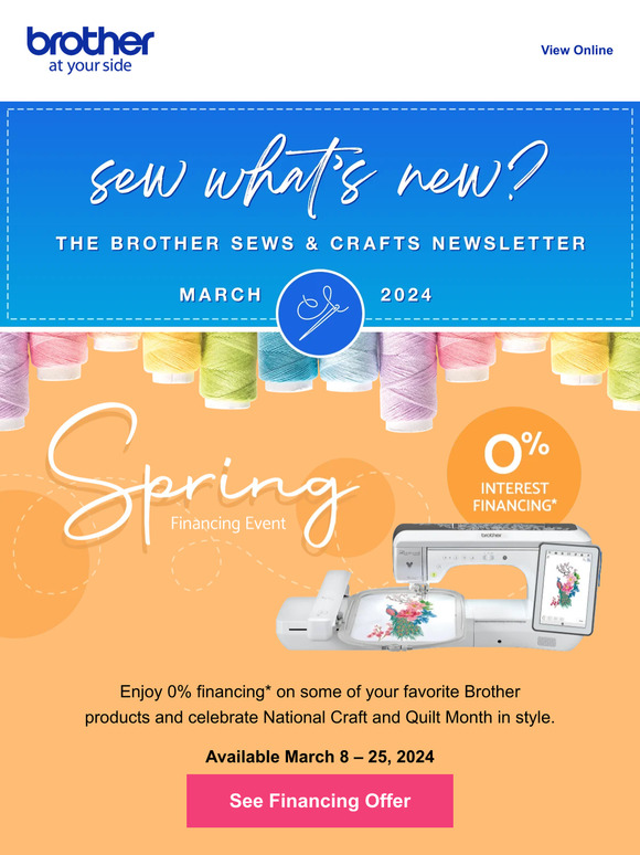 Brother: The Brother Sews & Crafts Newsletter - March 2024 | Milled