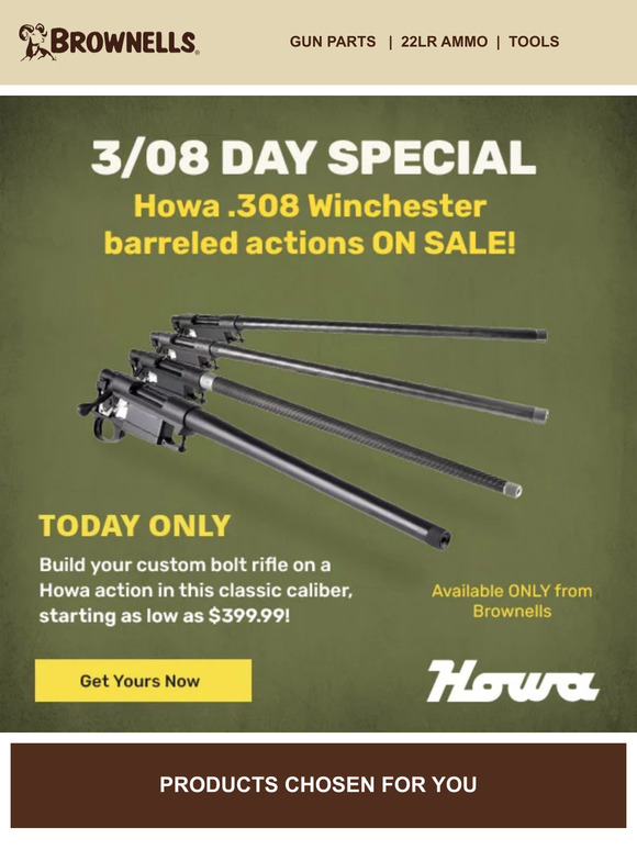 Brownells: Your shot to SAVE on Howa .308 actions! | Milled