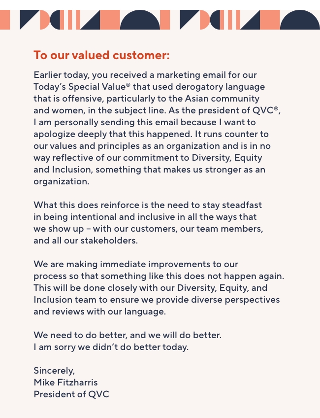 QVC: Our Apologies | Milled