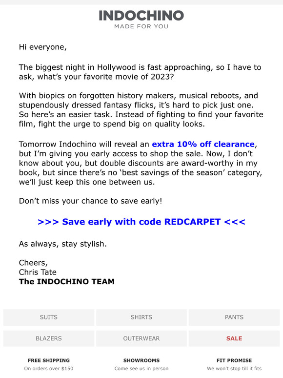 Indochino: Enjoy red carpet season with an extra 10% off our best looks ...