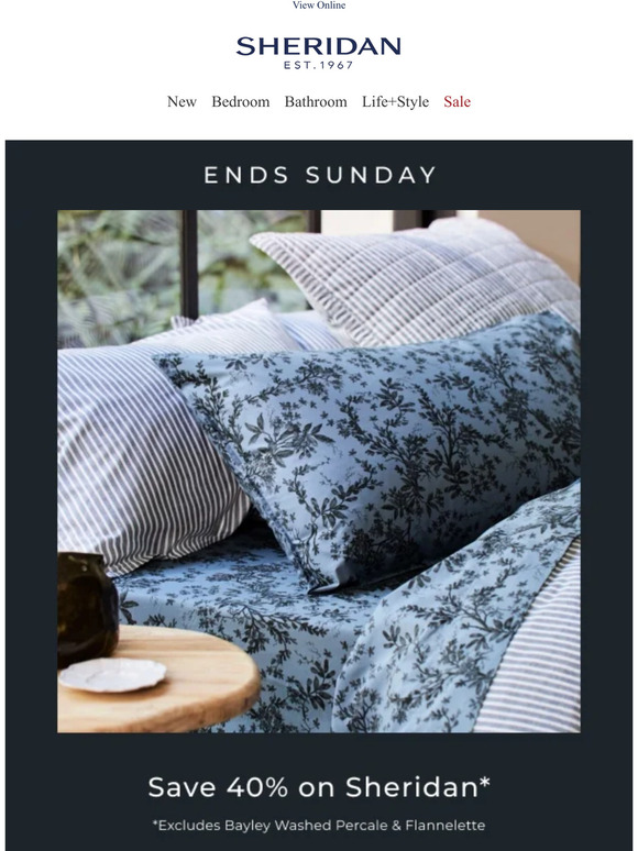 Sheridan: Save 40% on Sheridan favourites | Milled