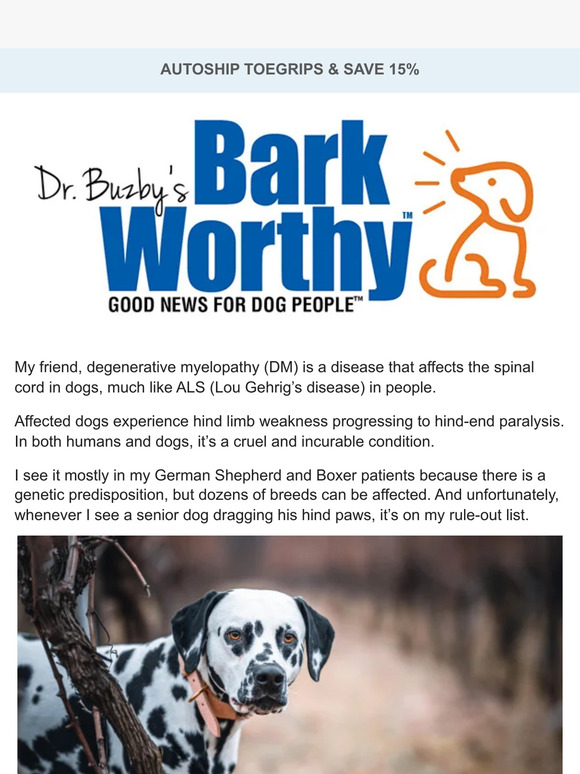 Dr. Buzby's ToeGrips: What is degenerative myelopathy in dogs? | Milled