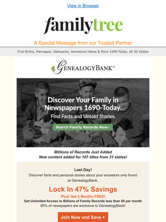 Family Tree Magazine: Last Day! Get Up to 2 Months Free! Access 330 ...