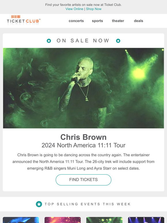 Ticket Club: Chris Brown / Conan Gray / Kacey Musgraves / Cigarettes ...