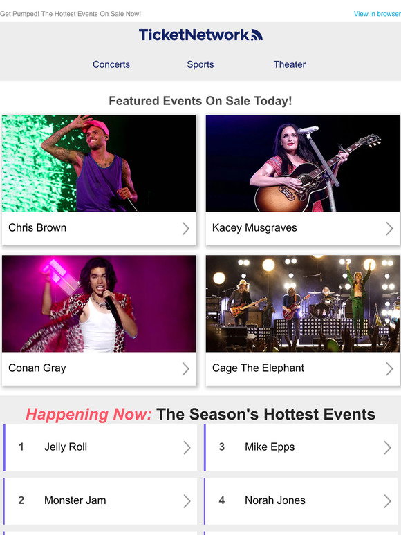 Ticket Network: 💖 Chris Brown, Kacey Musgraves, Conan Gray, Cage The ...