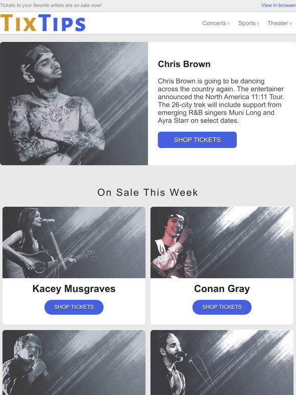 TixTips: Chris Brown, Kacey Musgraves, Cage The Elephant, and more ...