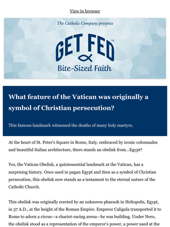 The Catholic Company: What feature of the Vatican was originally a ...