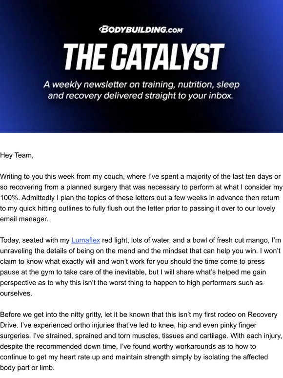 Bodybuilding: THE CATALYST: Staying Sharp Post Surgery | Milled