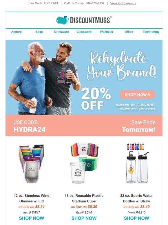 DiscountMugs: Rehydrate Your Brand With 20% Off Hydration Products | Milled